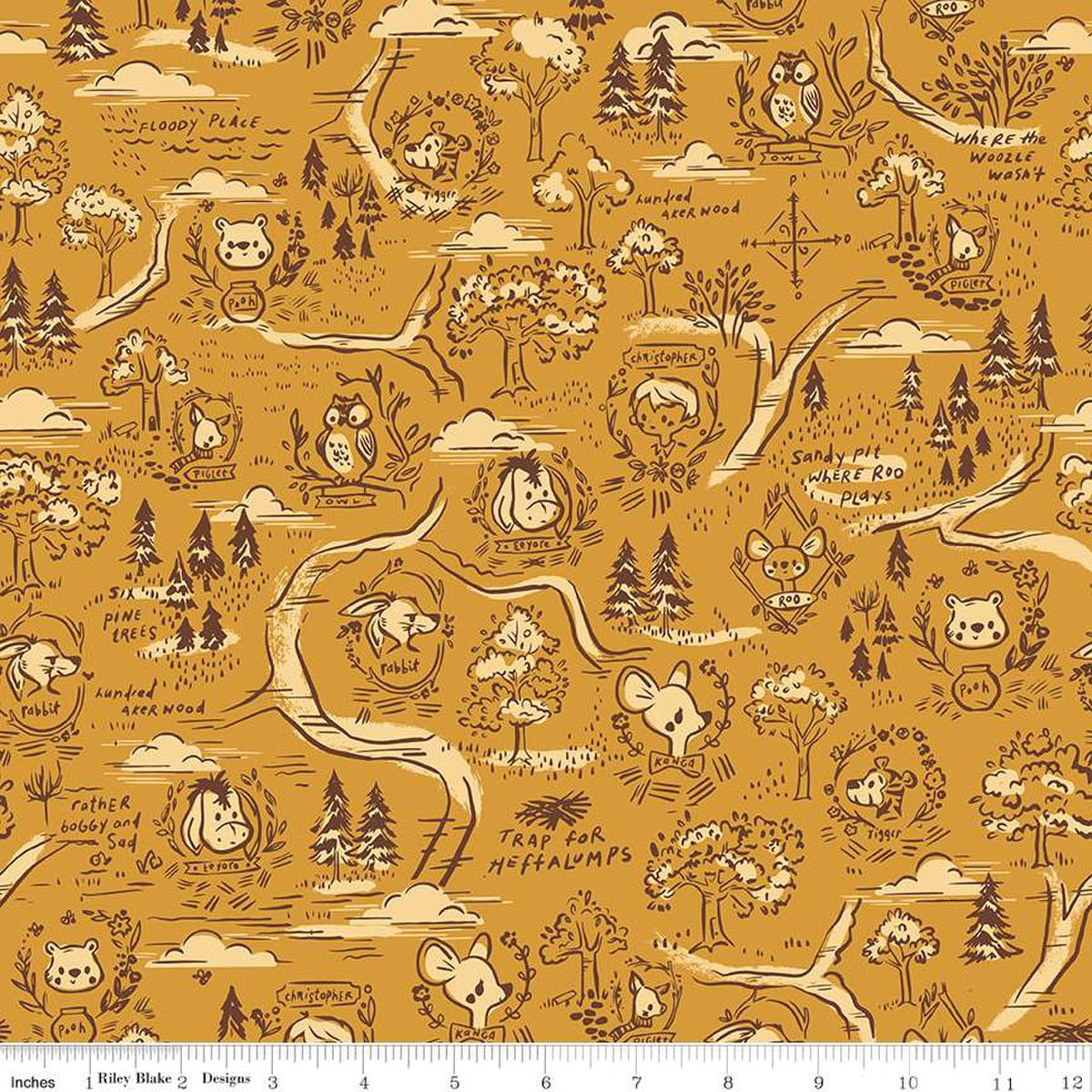 100 Aker Woods Picnic Map Gold - C15171-Gold - by Jill Howarth for Ril ...